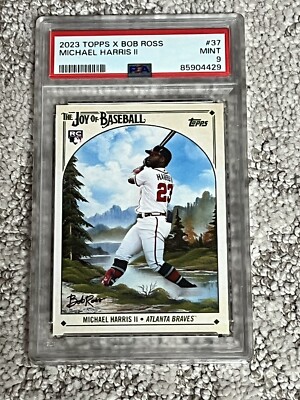 PSA 9 MINT BASEBALL CARD 2023 TOPPS X BOB ROSS MICHAEL HARRIS BRAVES ...