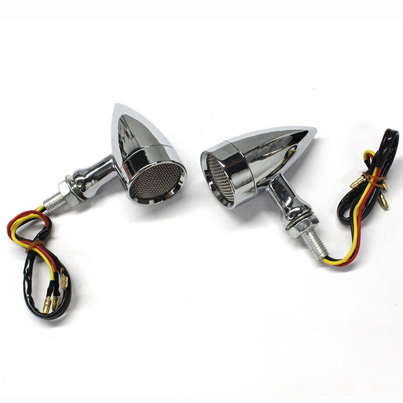 Motorcycle Bullet Red Brake LED Running Turn Signal Tail Light Bobber ...