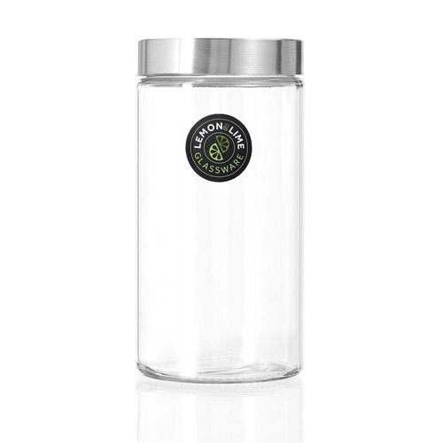 Lemon & Lime 22cm Alto Glass Jar 1.7L Kitchen Home Storage Stainless ...