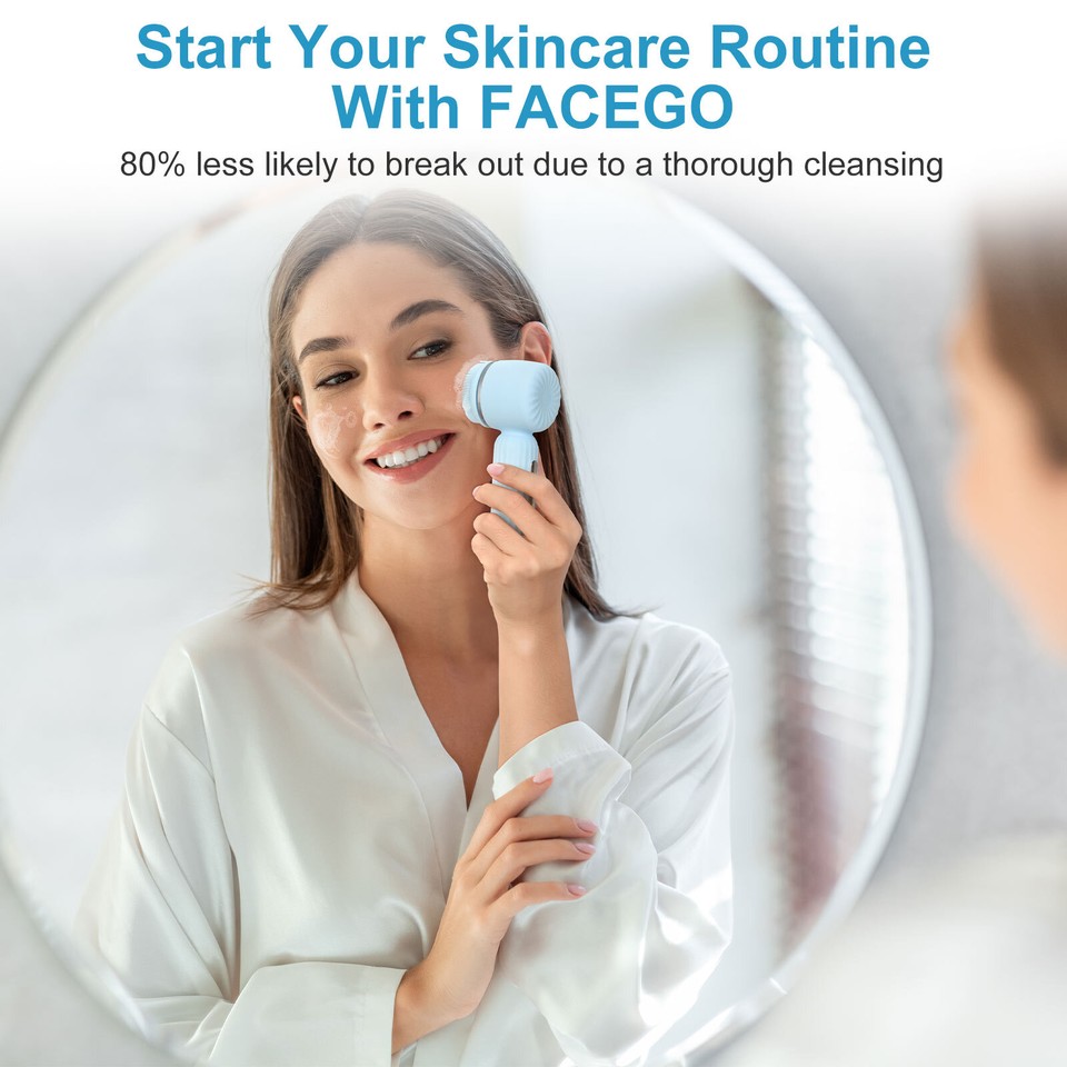 Mini Electric Facial Cleansing Brush Silicone Sonic Face Cleaner Deep ...
