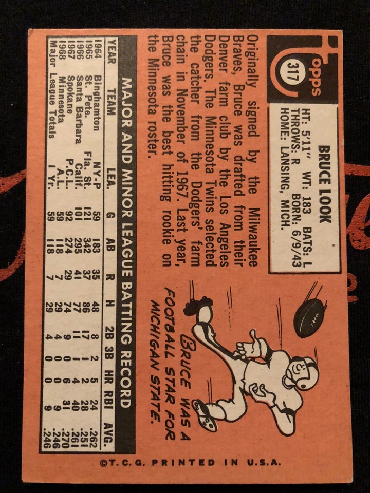 1969 Topps - Bruce Look #317 - MN Twins | eBay