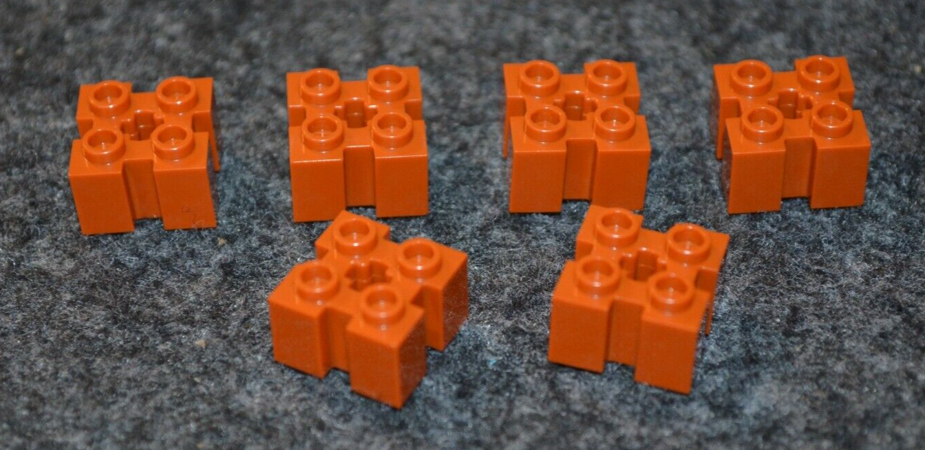 (6) 2x2 Dark Orange Bricks w/ Vertical Slot on 4 - Sides ~ New Lego ...