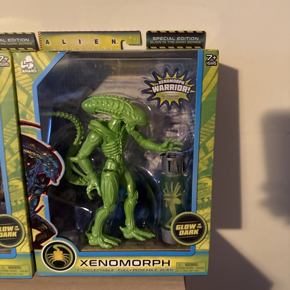 3 Lanard Aliens Xenomorph 7" DRONE RUNNER WARRIOR Figure Glow in the ...