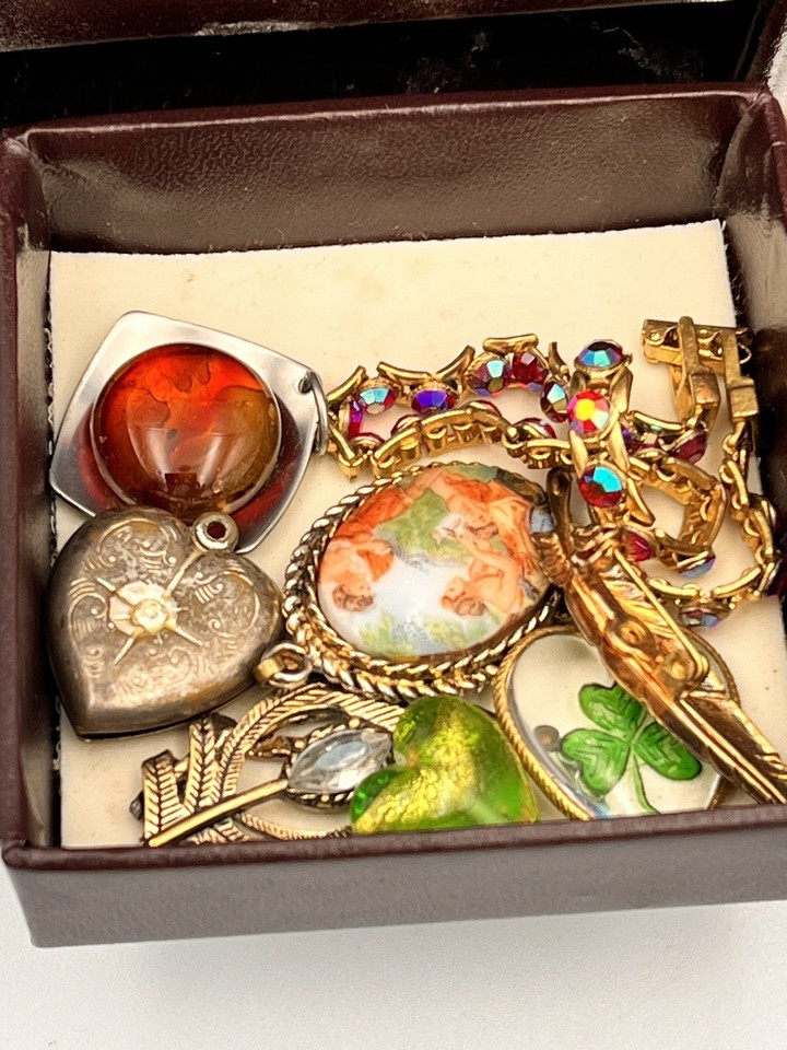 Antique Vintage Costume Jewellery Job Lot Bundle mirror Box good ...