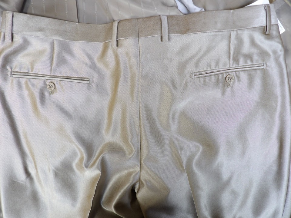 Renoir Mens Suit 46s 40 X 36 Uncut Light Silver Tan Slim New with Tags ...