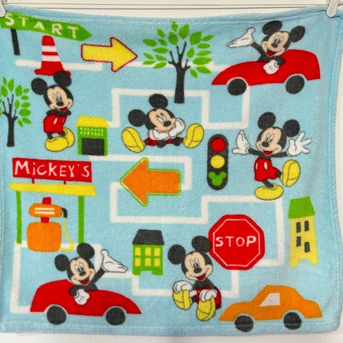 Disney Baby Mickey Mouse Blue Blanket Driving Red Car Start Stop Sign ...