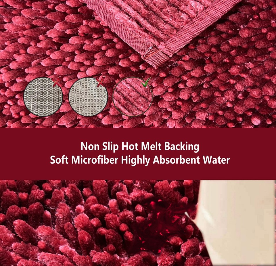 3-Piece Luxurious Ultrasoft shiny Butter Chenille Bathroom Rugs Set ...
