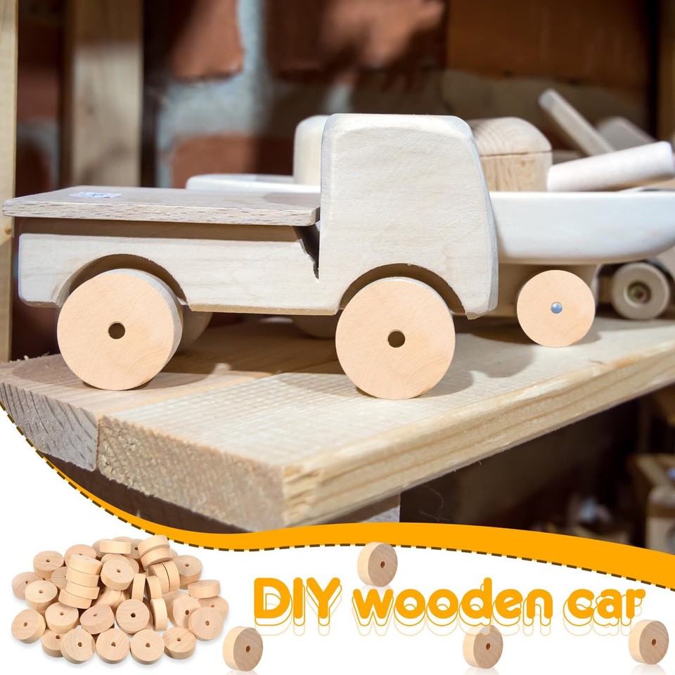 150 Pcs Wooden Wheels Craft Wood Mini Wooden Crafts Wheels Bulk Wood ...