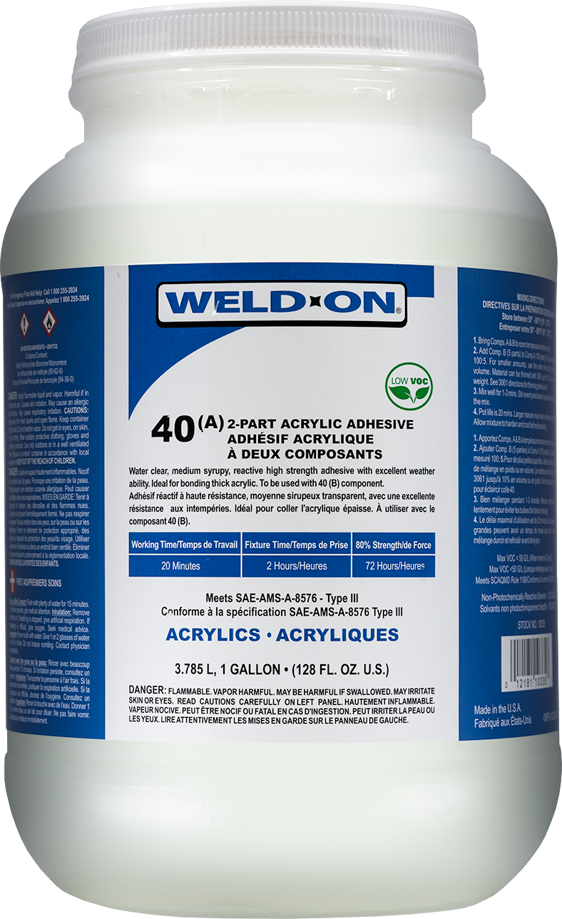 Weld-On #40 - Low VOC Acrylic Plastic Adhesive 2-Part Kit (Gallon) | eBay