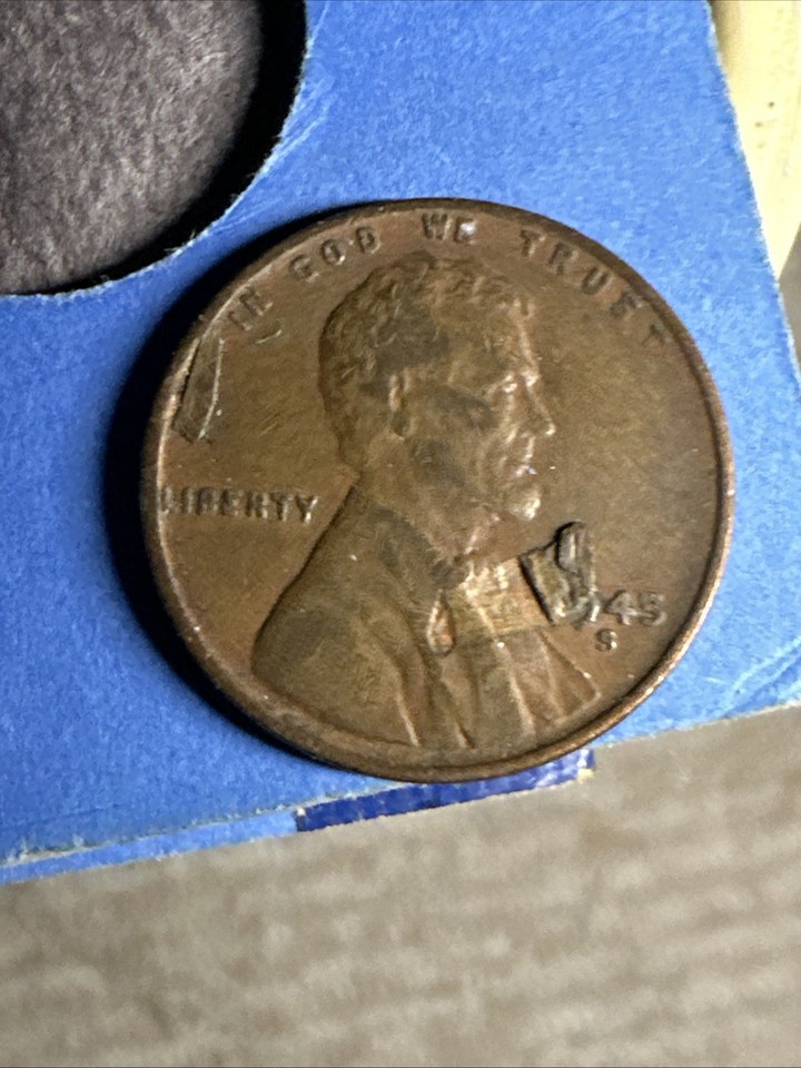 1945 S Lincoln Wheat Cent Obverse CUD Major Die Break Error Lot V60 | eBay
