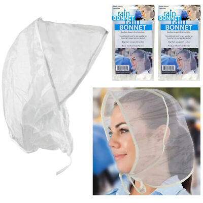 2x Rain Bouffant Hat Cap Hair Bonnet Hood Head Cover Waterproof ...