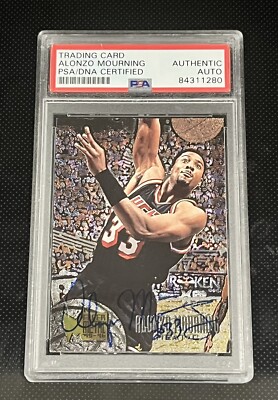 1995/96 Metal #163 Alonzo Mourning PSA/DNA Authentic Autograph Signed ...