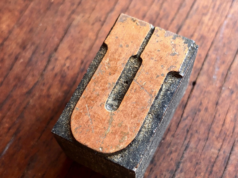 Antique Letterpress Copper mounted on wood Printing Block - letter U | eBay