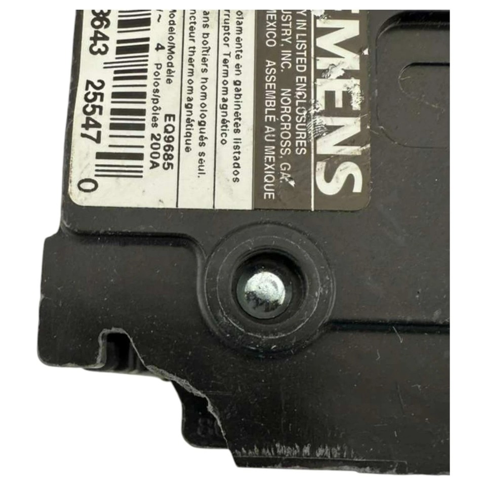 CHIPPED Siemens EQ9685 MBK200 200 Amp Main Breaker 2 Pole, 120/240V ...