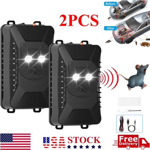 2Pcs Under Hood Ultrasonic Rodent Chaser Car Rat Repellent Mice ...