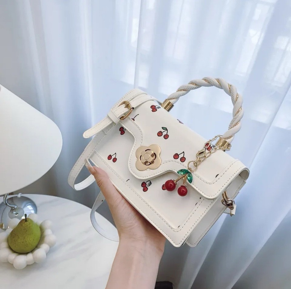 New Cherry Print White Mini Handbag/Crossbody | eBay