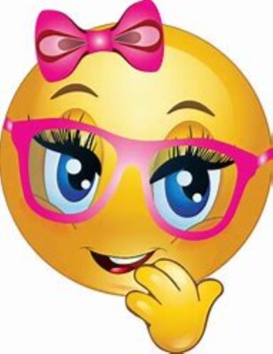 Emoji Girl with Pink Bow Glasses Student Cute Yellow Silly Happy Face ...