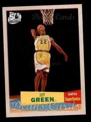 2007 Topps 1957-58 Variation #115 Jeff Green Supersonics Georgetown 8 ...