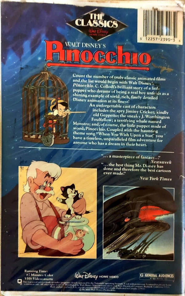 Walt Disney Pinocchio Black Diamond Edition Classic 239 V 1986 White ...