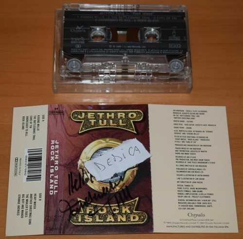 AUTOGRAPH IAN ANDERSON Jethro Tull Rock Island Cassette Album Tape HAND ...