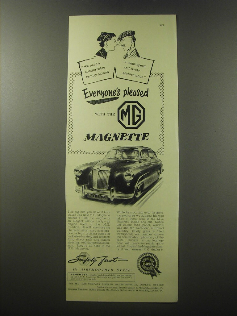 1955 MG Magnette Ad - Everyone's pleased with the MG Magnette | eBay