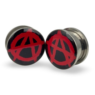 Pair of Screw on Anarchy Picture Plugs gauges 16g thru 1 inch | eBay