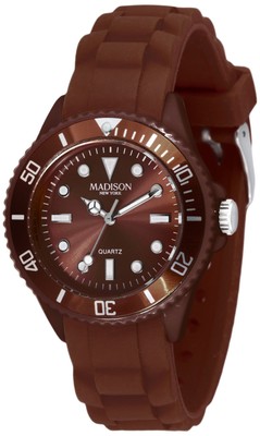 Madison Men's Analogue Classic Quartz Watch with Rubber Strap L4167-19 ...