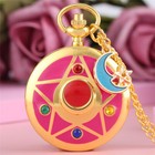 Pink Pocket Watch for Girls Cute Cartoon Design Quartz Fob Watch with ...