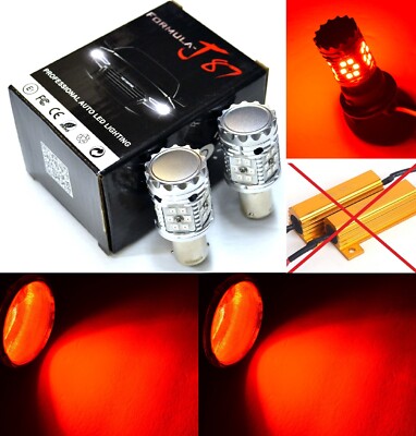 Hyper Flash Free LED Light P21/5W Red Two Bulb Brake Stop Tail Replace ...
