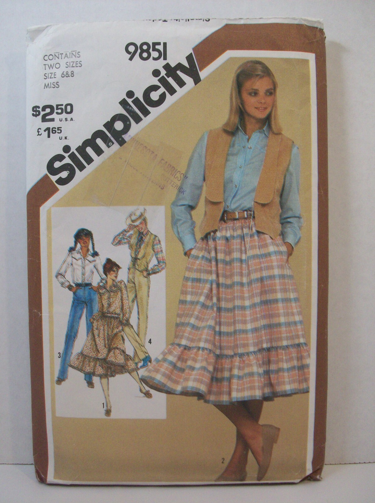 Simplicity Pattern 9851 Misses Size 6 & 8 Skirt Pants Shirt Vest ...