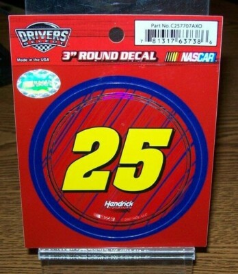 HENDRICKS RACING #25 DRIVERS SELECT 3 INCH ROUND DECAL | eBay