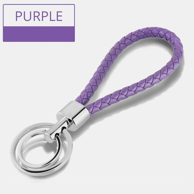 Men Womens Leather Woven Braided Loop Rope Keychain Car Keys Holder ...