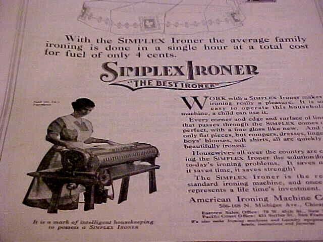 1920 Print Ad Simplex Ironer The Best Ironer American Ironing Machine ...