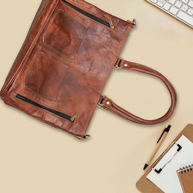 Women's Shoulder Tote Genuine Leather Brown Bag Vintage Shopping ...