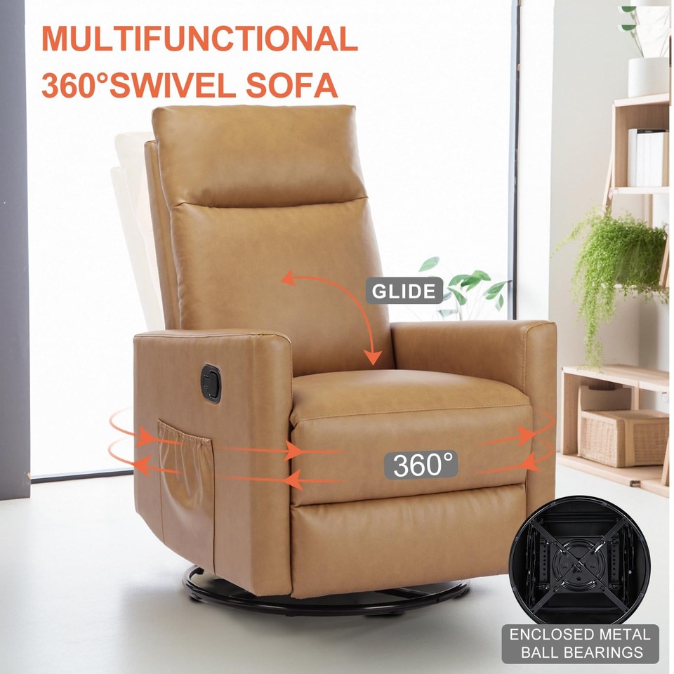 Recliner Chair, 360 Swivel Rocker Chair for Adults, Glider Rocker ...