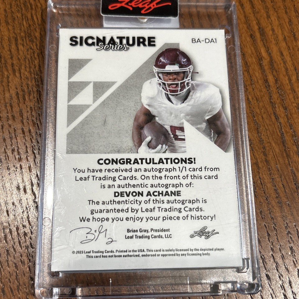 2023 DEVON ACHANE Leaf Signature Series #1/1 Auto BA-DA1 - Miami ...