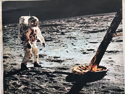 Vtg Nasa 60s 21x17” Poster Moon Landing Leg On The Moon Heavy Photo ...
