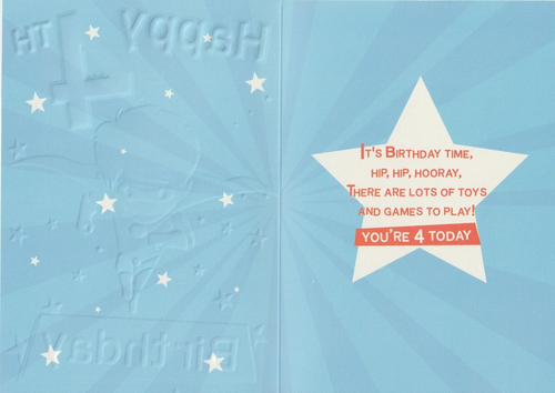 4th Birthday Card ~ Boy's 4th Birthday ~ Birthday Card ~ Various ...