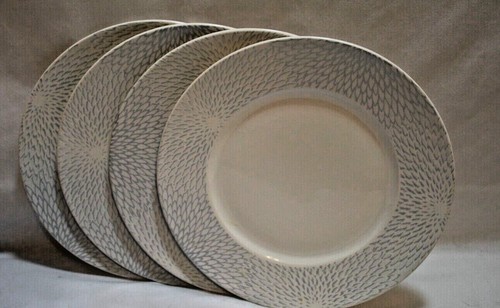 222 Fifth Asto Grey Round Porcelain 11" Dinner Plates Set of Four New ...