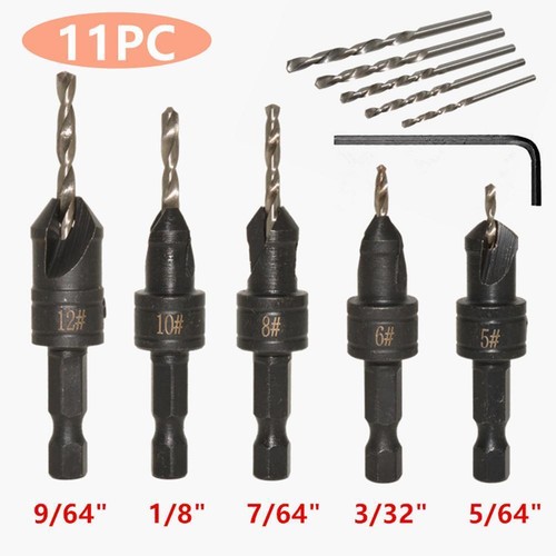 11pcs Carpenter Woodwork Countersink Drill Bit Kit Pilot Hole Opener ...