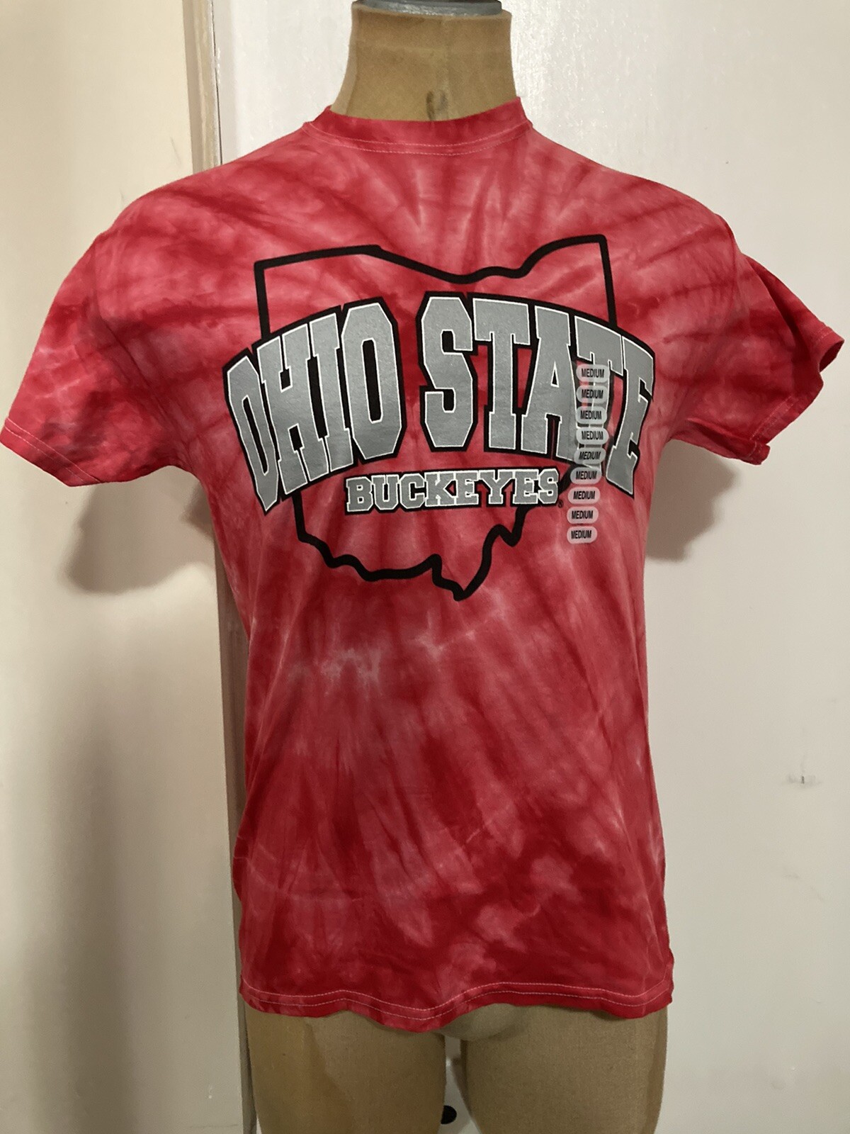 OHIO STATE Buckeyes Licensed (Gildan) 100% Cotton Red Tie-Dye T-Shirt NWT | eBay
