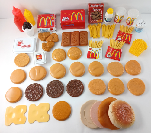 Vintage 2001 McDonalds Kids Play Food Set Toy Lot BURGERS FRIES NUGGETS ...