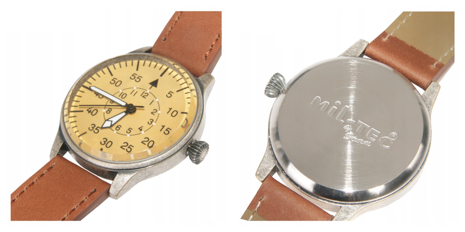 Luftwaffe WW2 Vintage Army Brown Leather Strap Quartz Watch German ...