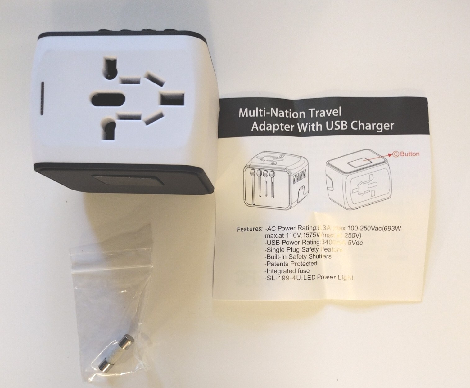 Multi-Nation Travel Adapter With USB Charger | eBay