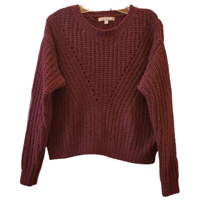 Love Tree Sweater Cropped Burgundy Womens Size Small Comfort Cozy Knit ...