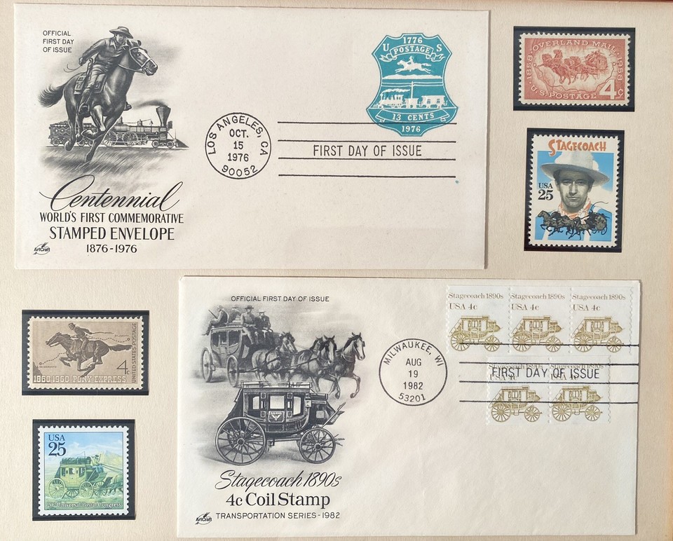 Pony Express Framed FDOI 2 Stamped Envelopes & 4 Stamps | eBay