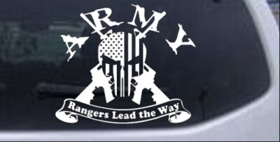ARMY Rangers Lead the Way Punisher Car Truck Window Decal Sticker White ...