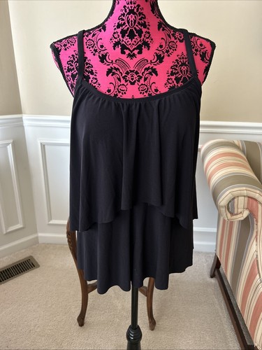 Sonnet Shores Black Ruffle Tankini Swimsuit Top Sz 16W EUC | eBay