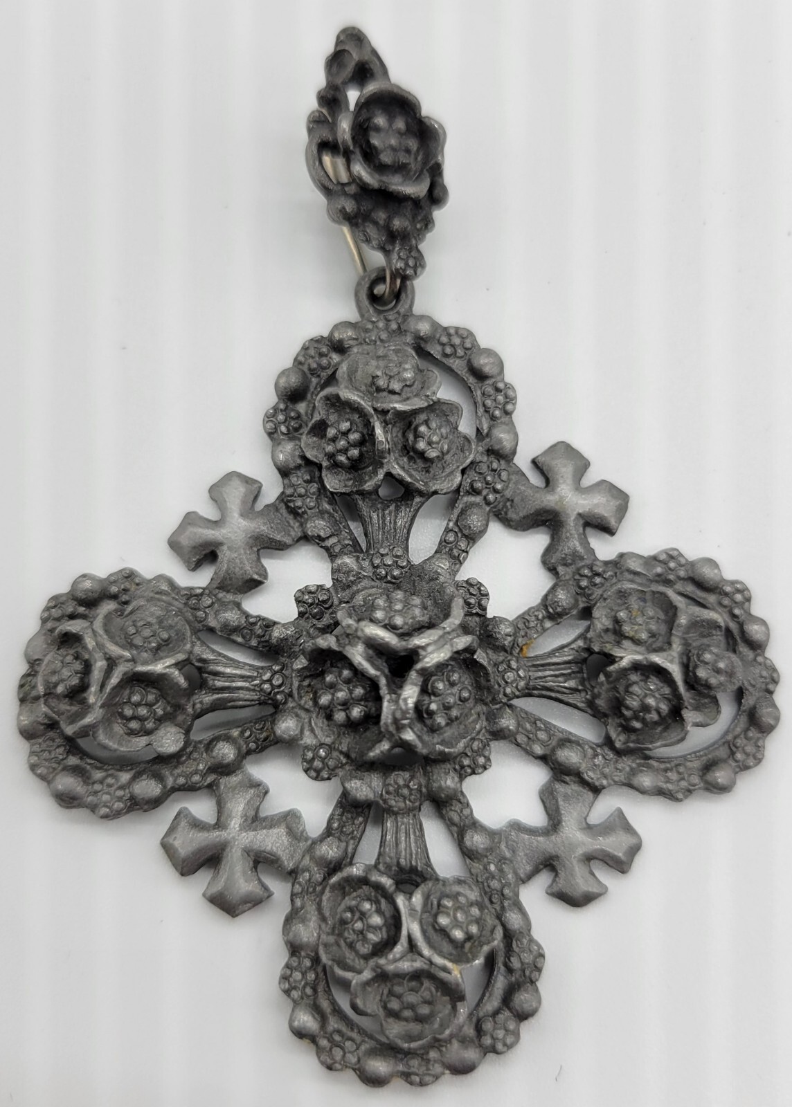 Vintage Large Gothic Brutalist Cross/Pendant Silver t… - Gem