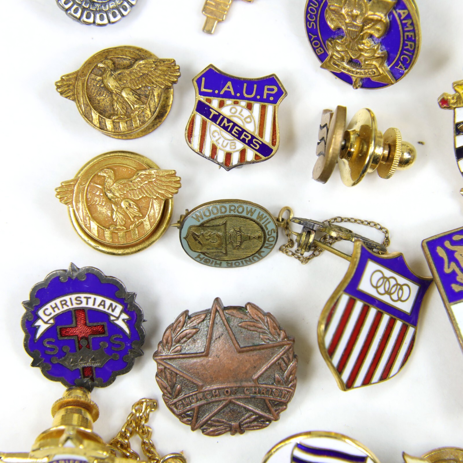 Large Lot of Vintage Service Award Fraternal Organization Lapel Pins ...